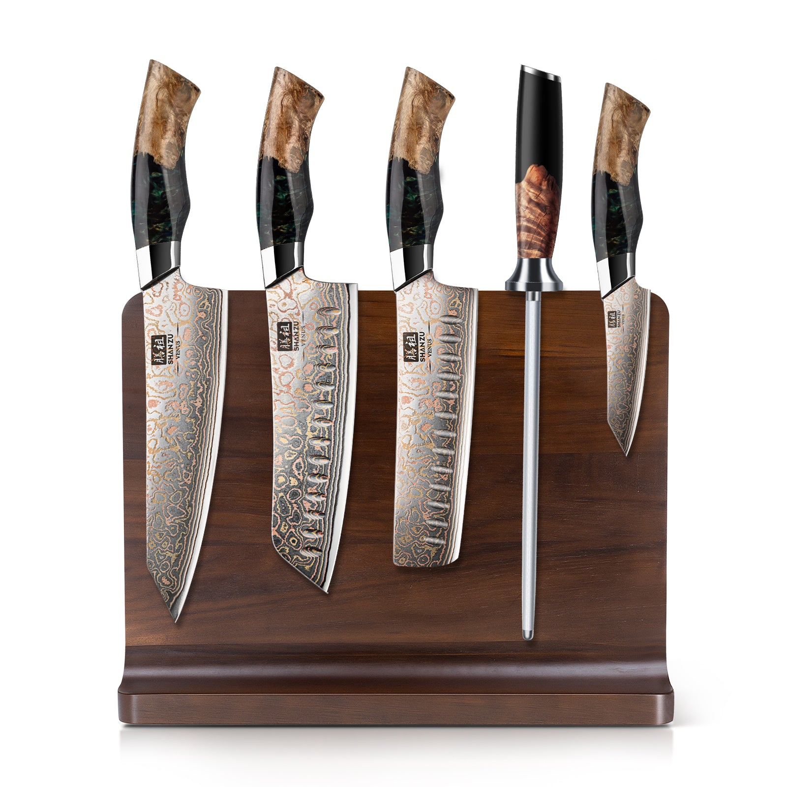 SHAN ZU Venus Series Set of 3 Damascus Copper Knives | Super Sharp ...