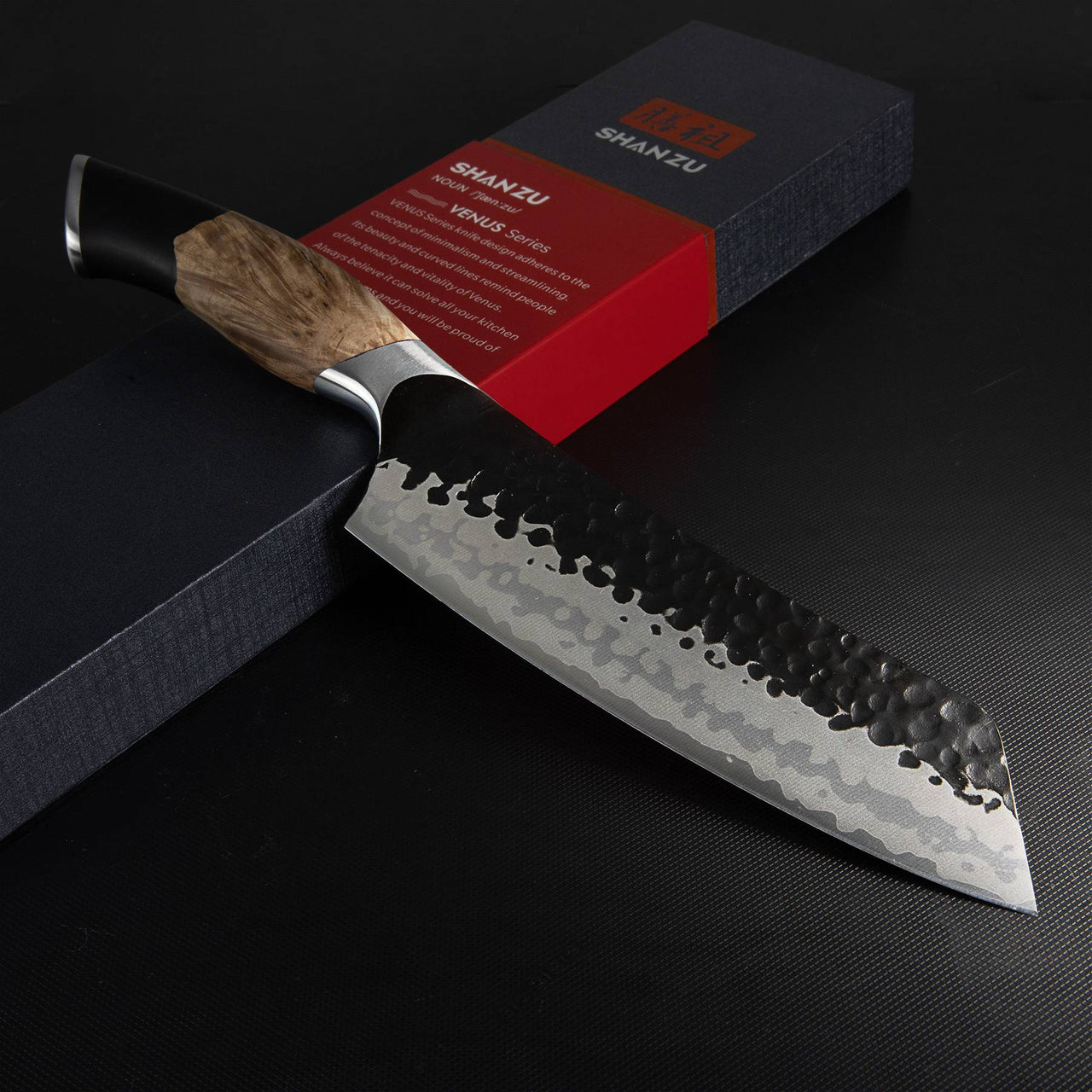 SHAN ZU Japanese Santoku Knife 7" Tengu Series | High Quality Carbon ...