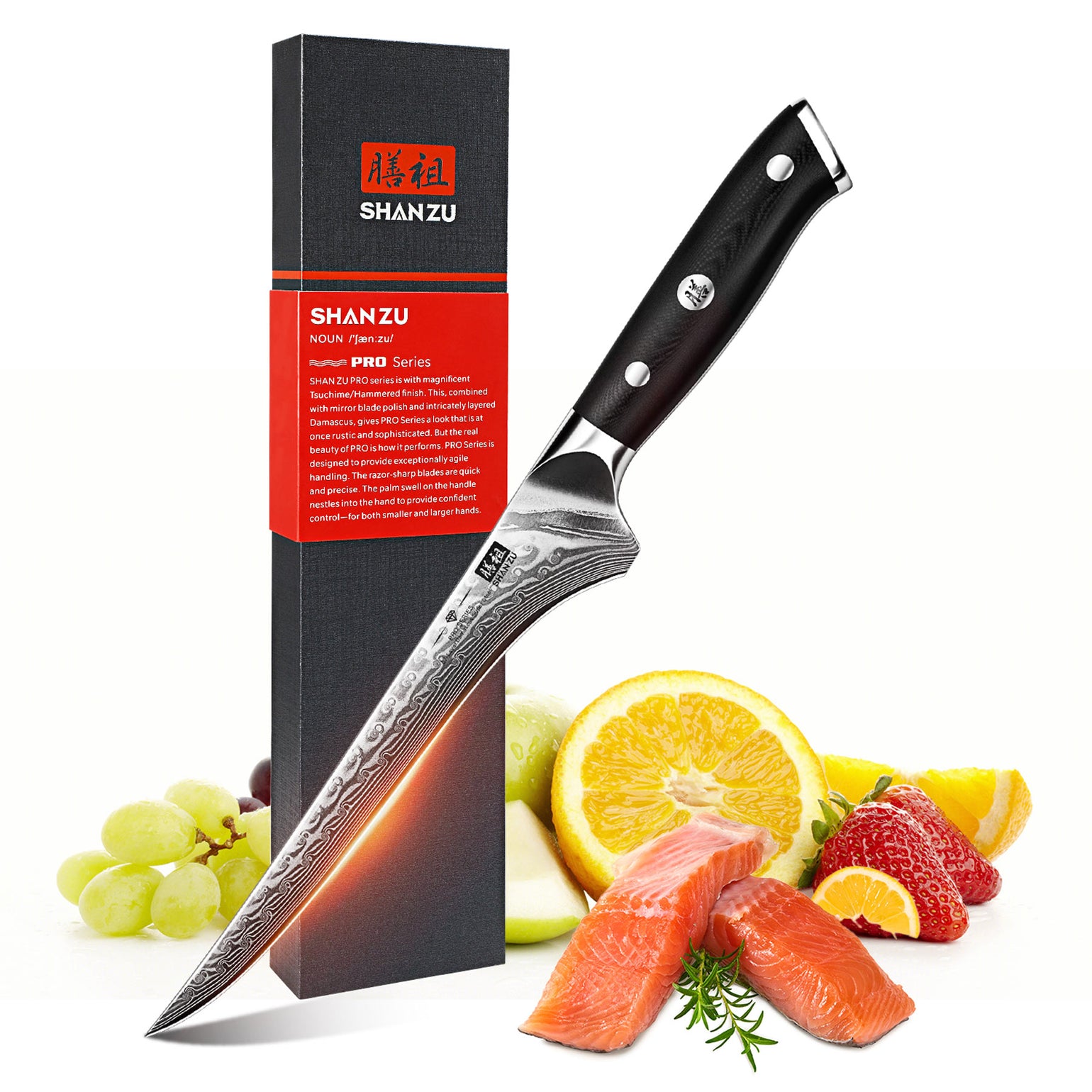 Damascus Filleting Knife 7" | Moisture Resistant Handle & Damascus ...