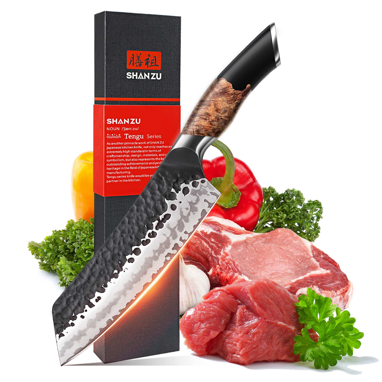 SHAN ZU 7" Japanese Santoku Knife Tengu Series | High Quality Carbon ...