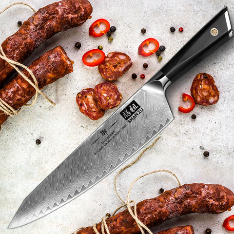 Kitchen knife SHAN ZU Gyo Damascus - shark teeth pattern