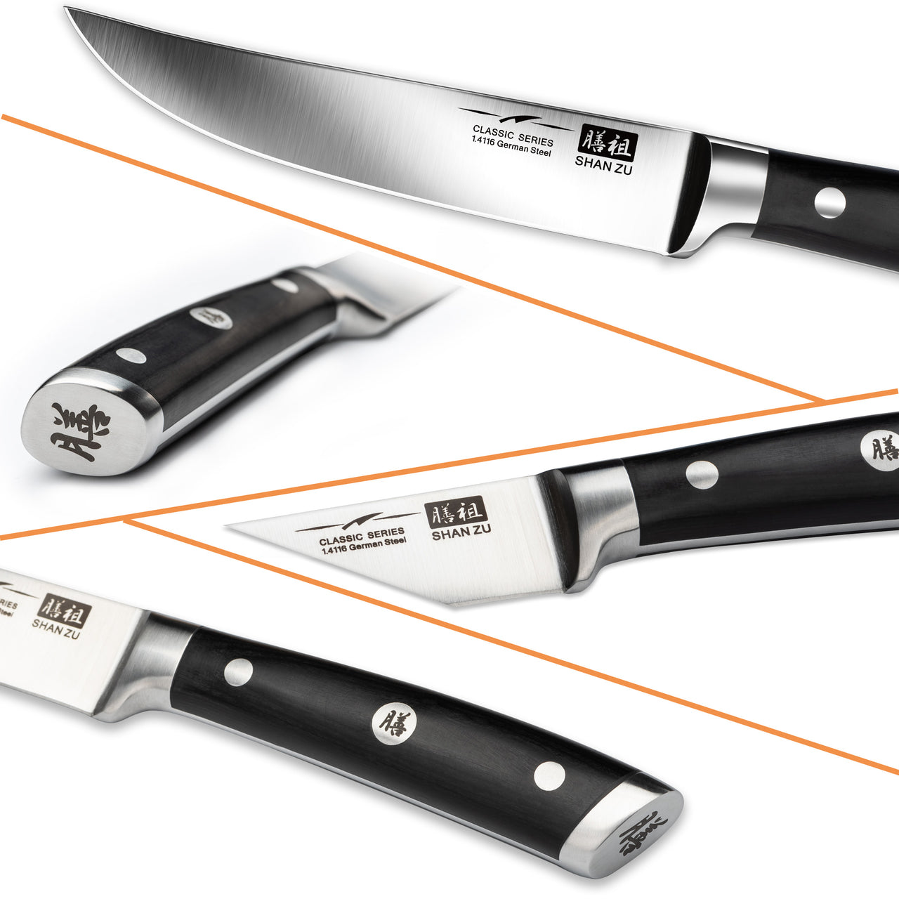 Set of 4 Steak Knives 4.7" - Serrated Steak Knives with Decent Wooden ...
