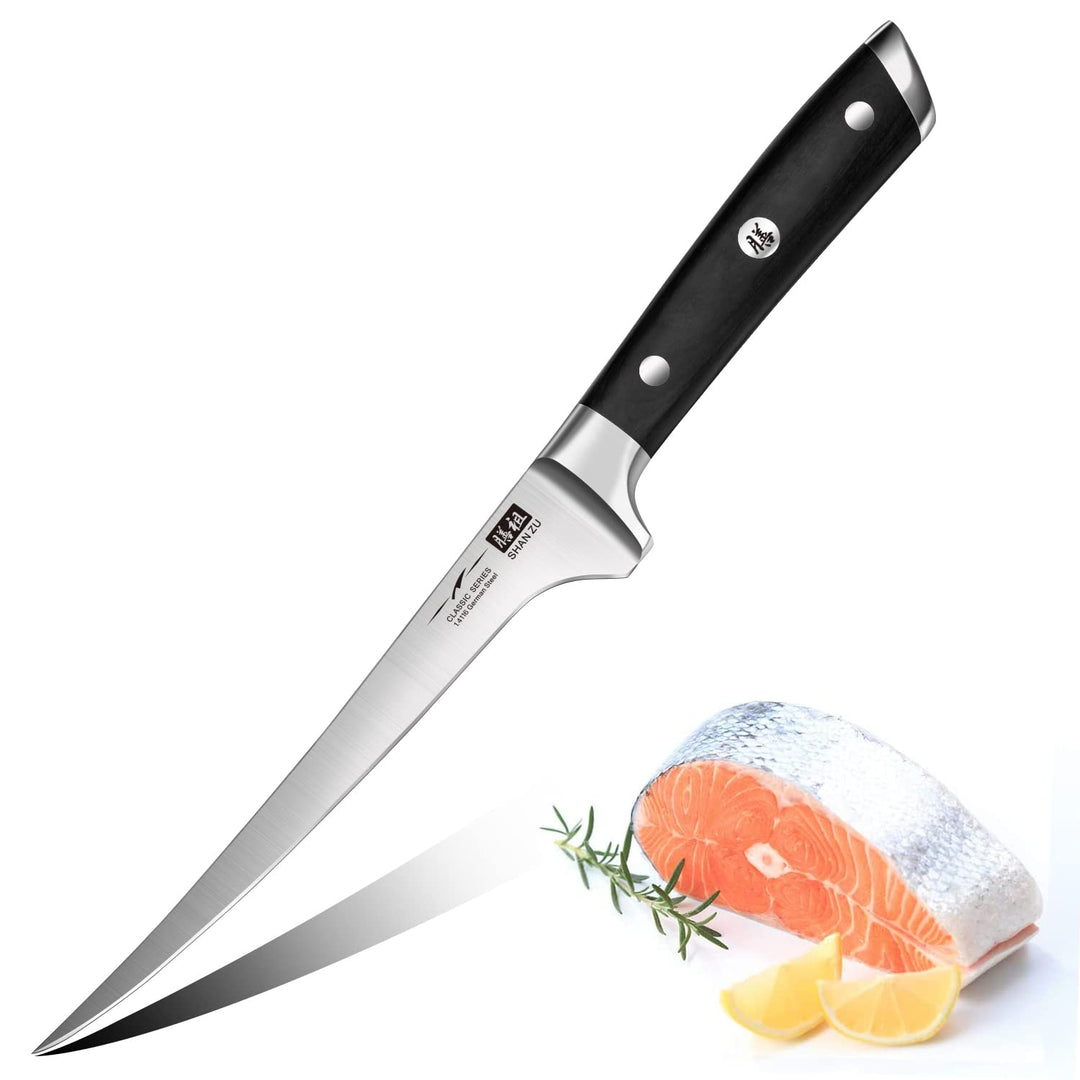 SHAN ZU Fillet knife in German stainless steel 7" - Boning knife for ...
