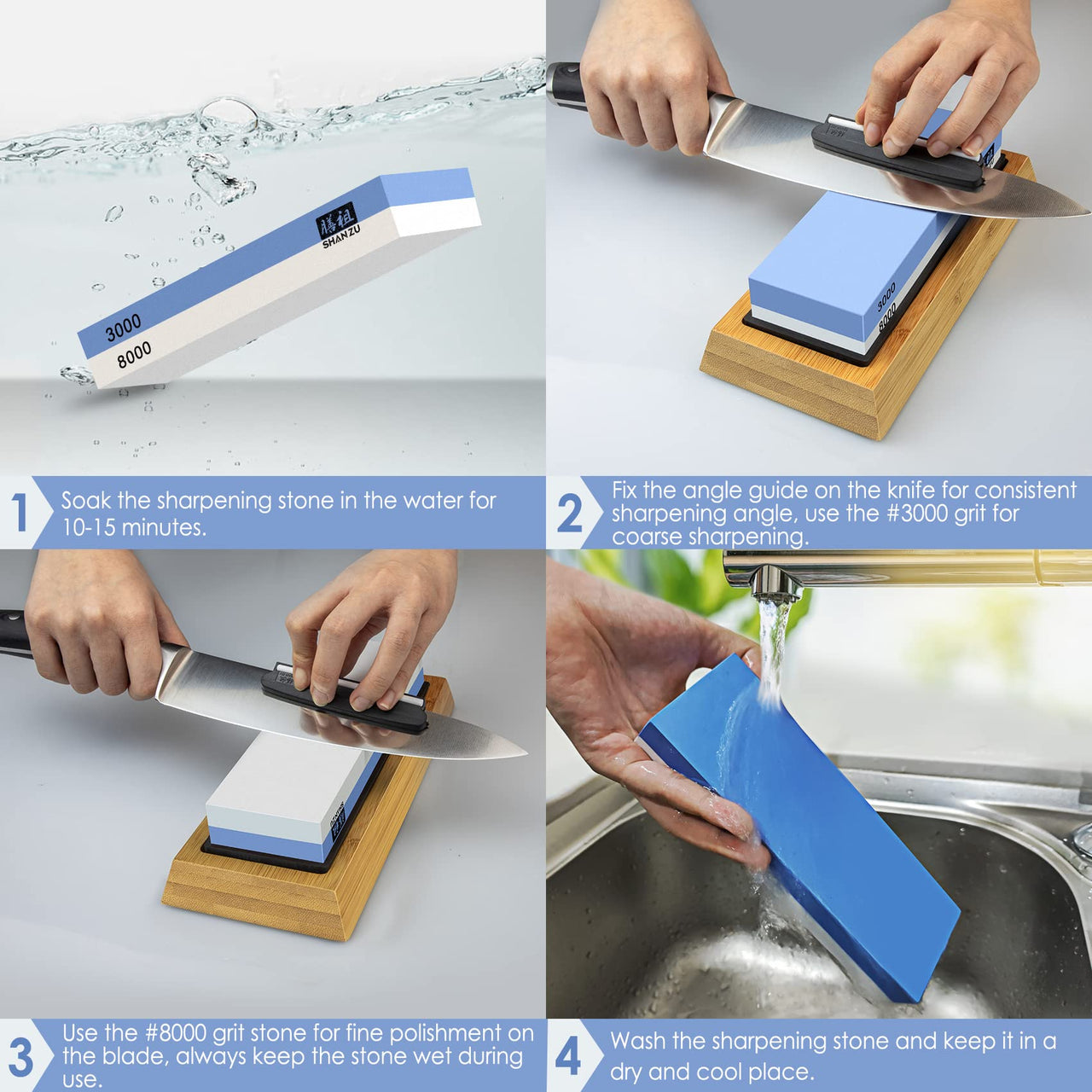 2 en 1 #3000/#8000 Grit | Pierre à aiguiser | SHAN ZU